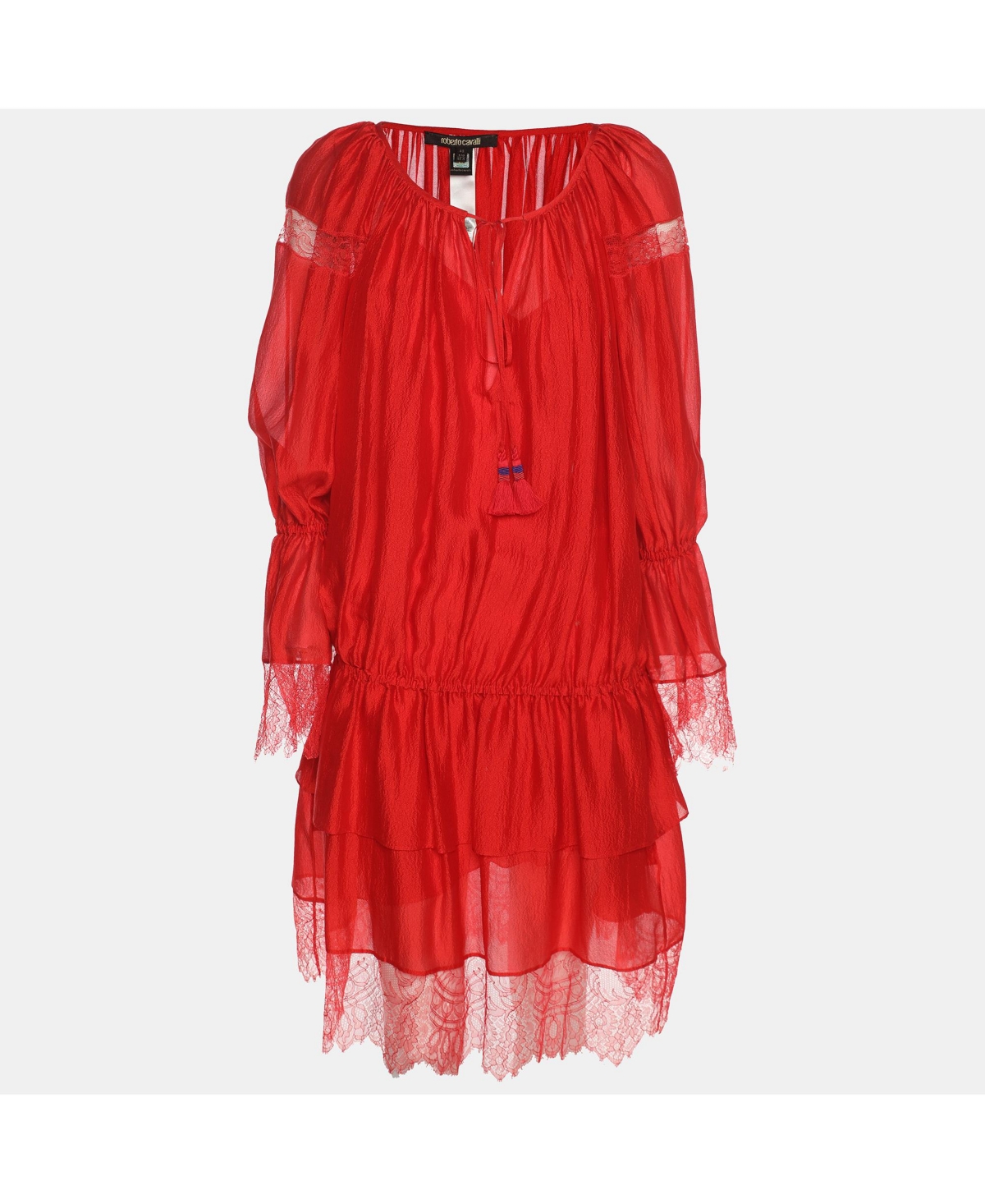 Click here for Pre-Owned Roberto Cavalli Womens Red Silk And Lace... prices