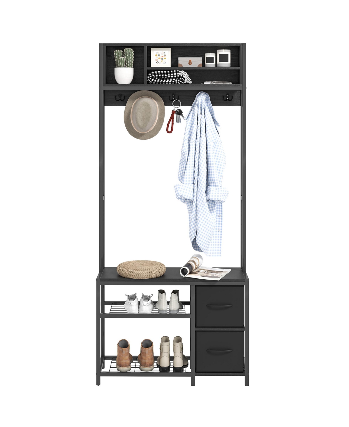 Click here for Homcom Hall Tree with Bench  5-in-1 Entryway Bench... prices