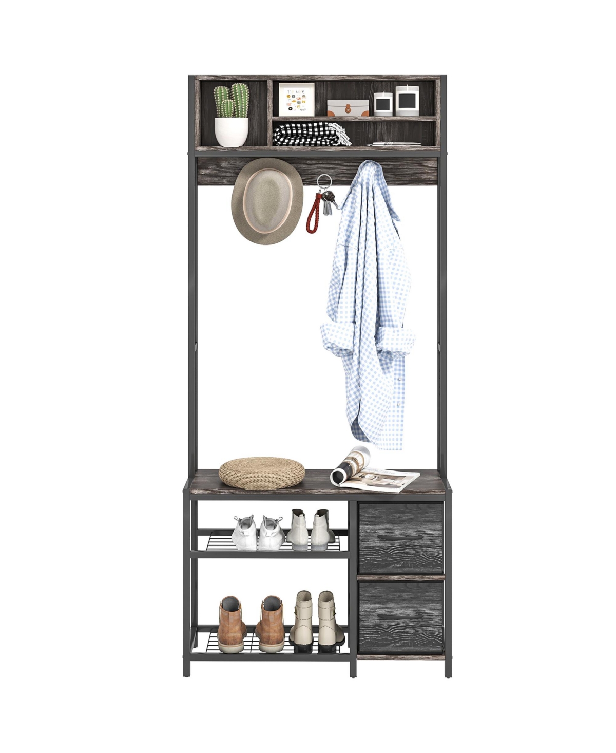 Click here for Homcom Hall Tree with Bench  5-in-1 Entryway Bench... prices