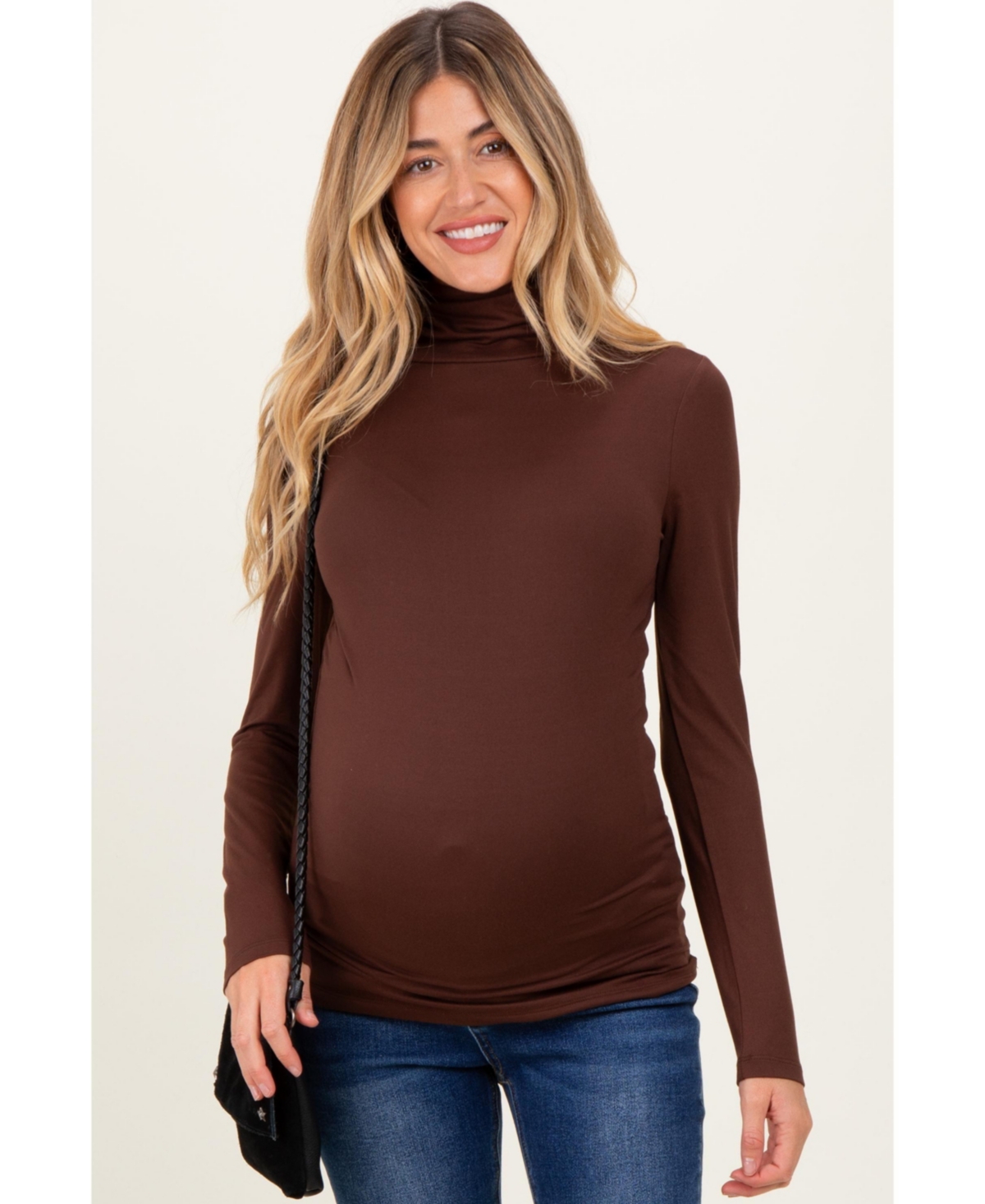 Click here for Pinkblush Maternity Black Brushed Knit Basic Turtl... prices