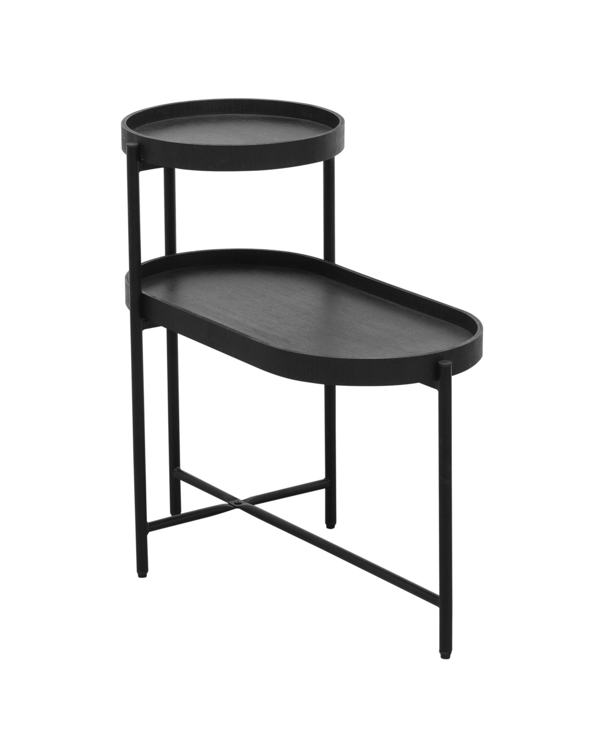 Click here for sumyeg Black 2-Tier Side Table with Metal Frame an... prices