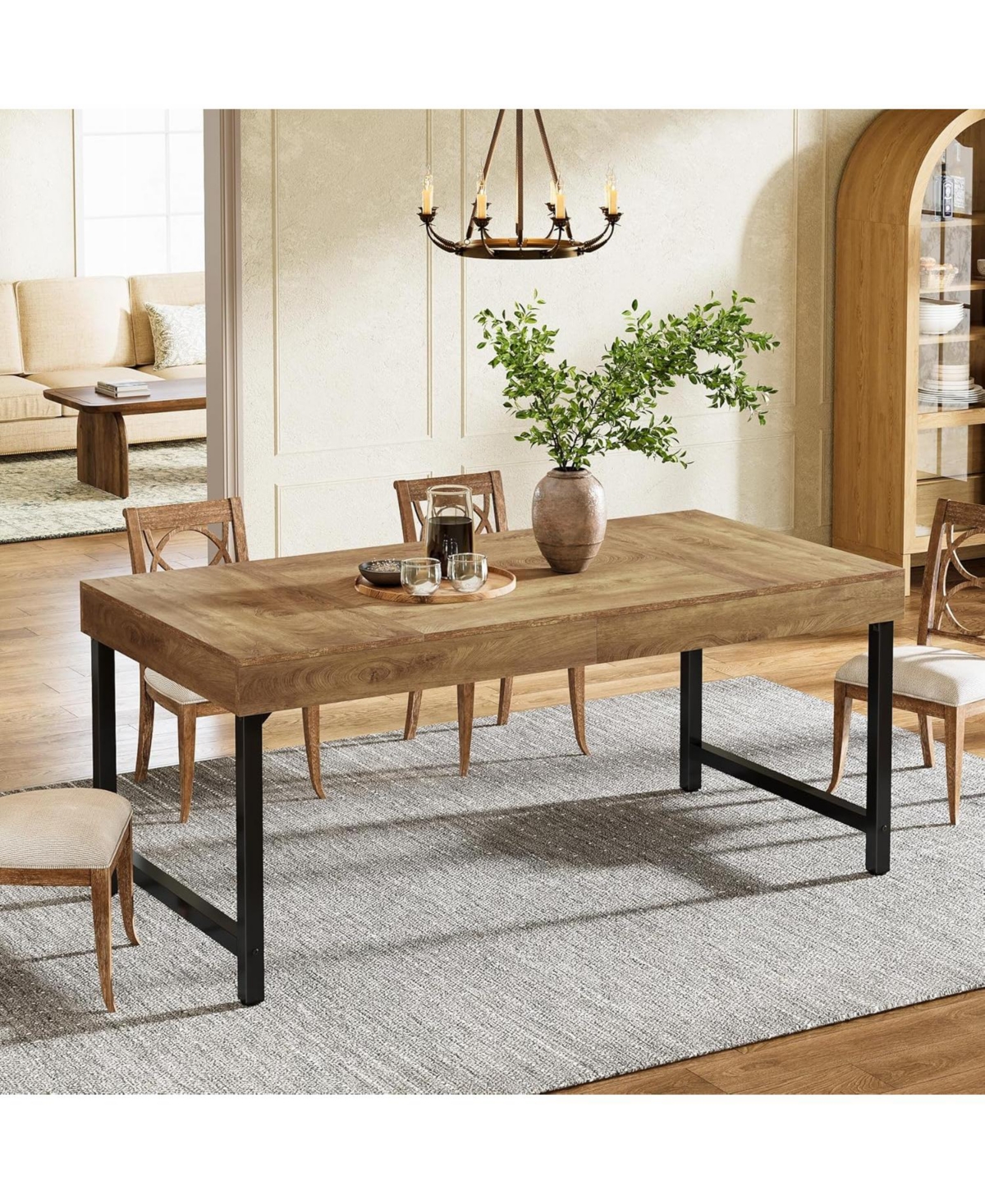 Click here for Tribesigns Farmhouse Dining Table for 4-6 People... prices