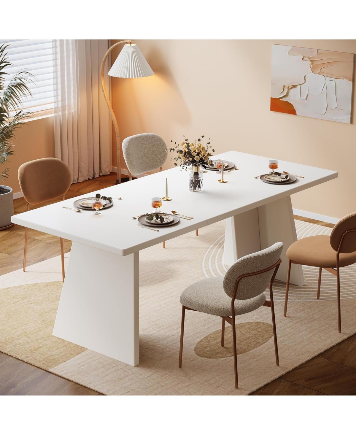 Click here for Tribesigns White Wooden 63" Modern Kitchen Ta... prices