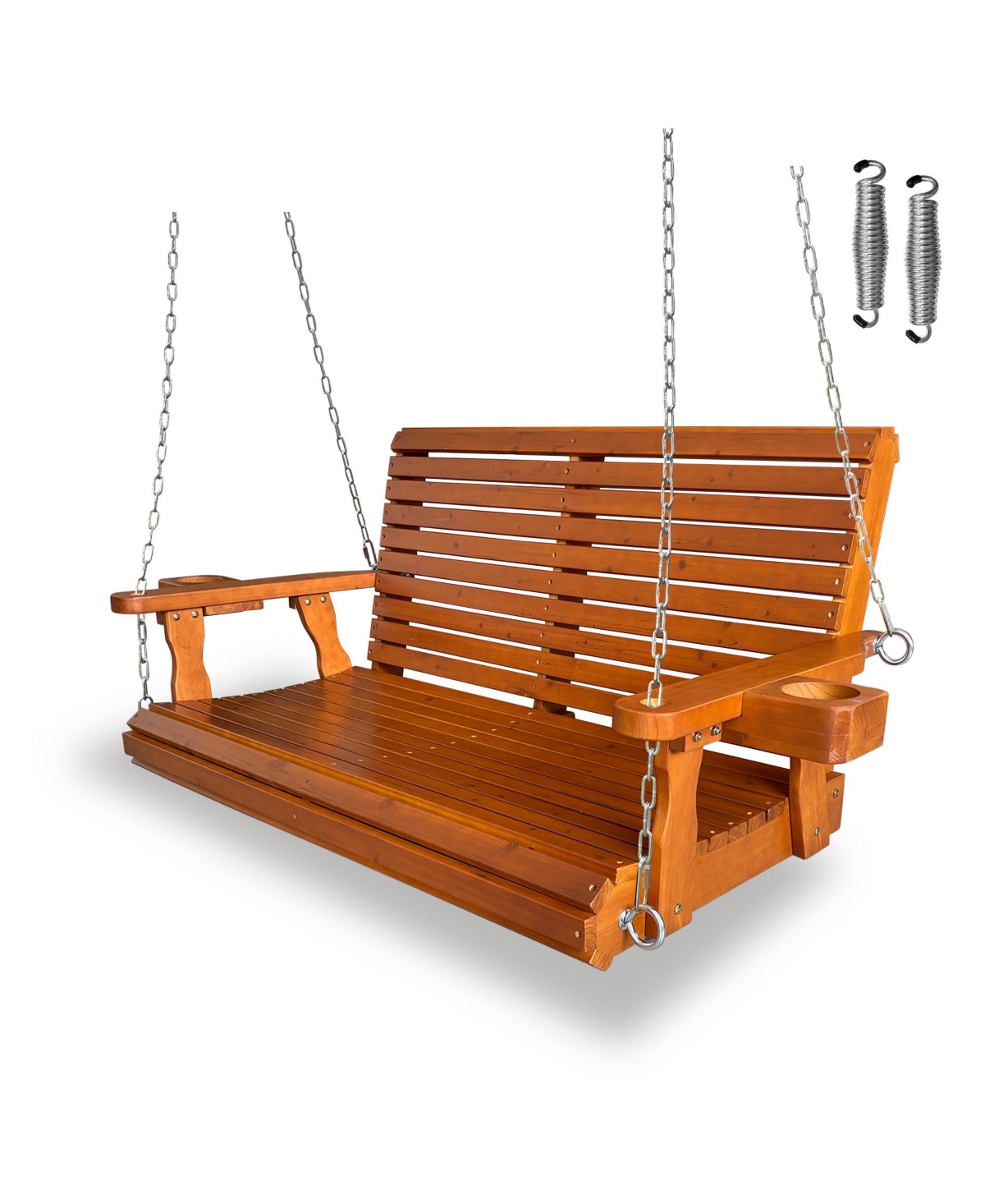 Click here for Wooden Porch Swing 2-Seater  Bench Swing with Cuph... prices