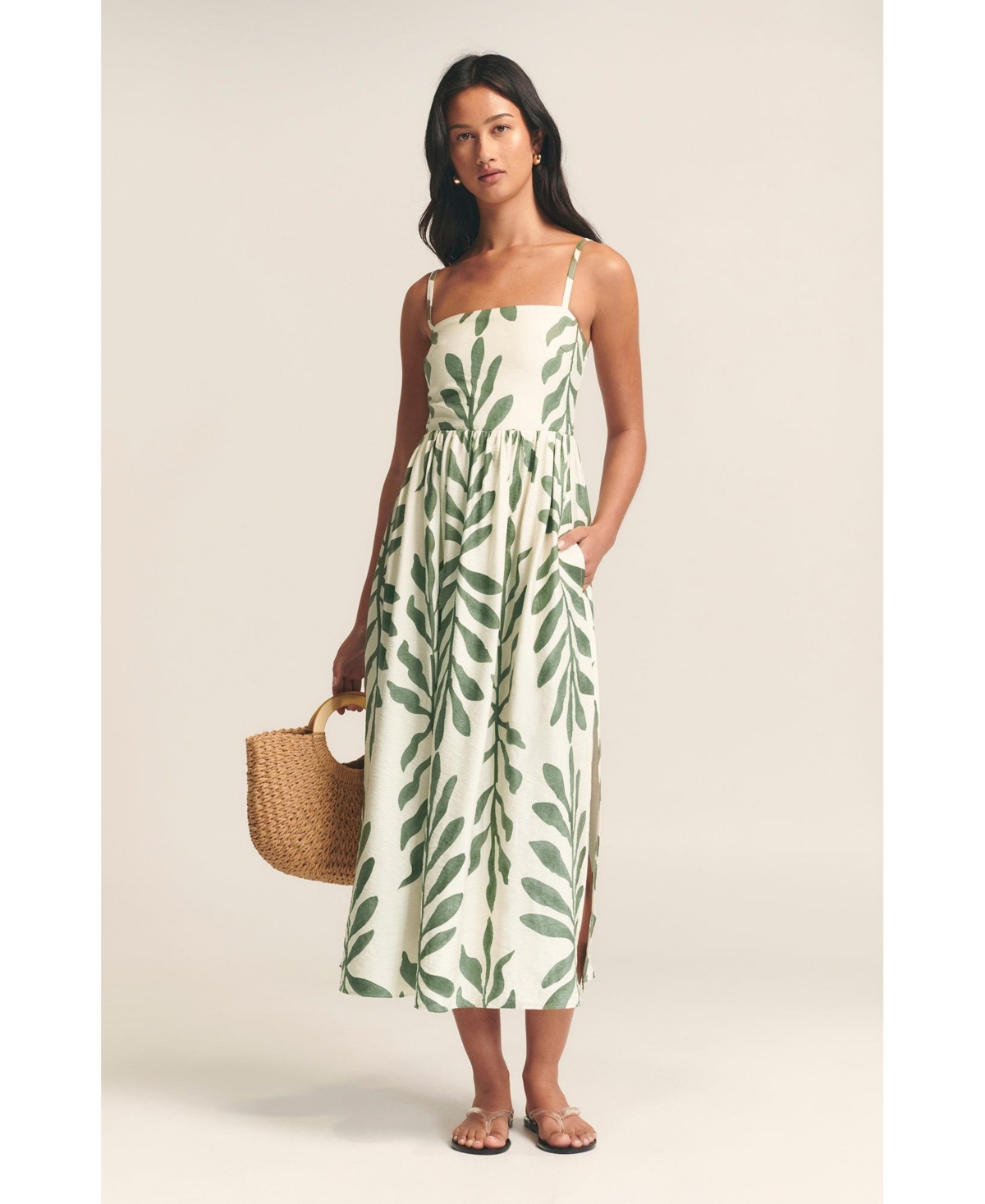 Click here for St Mrlo Womens Lanah Midi Dress - Sage green leaf prices