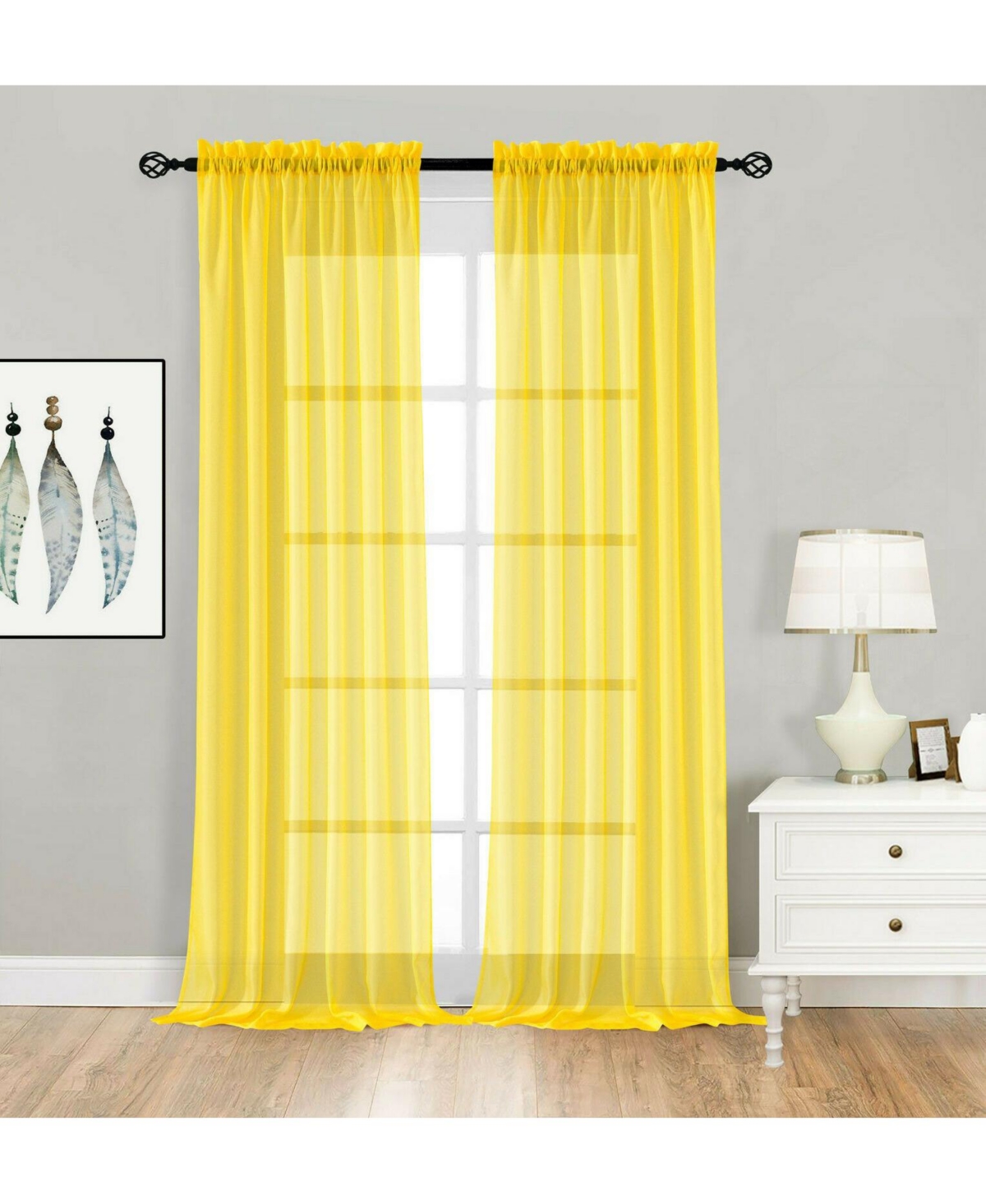 Click here for Kate Aurora Designer Sheer Voile Rod Pocket Curtai... prices