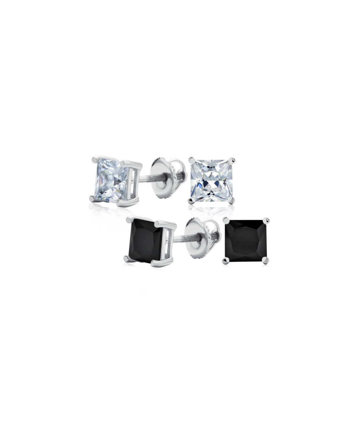 Click here for Bling Jewelry Set of 2 Square Cz Stud Earrings Sil... prices