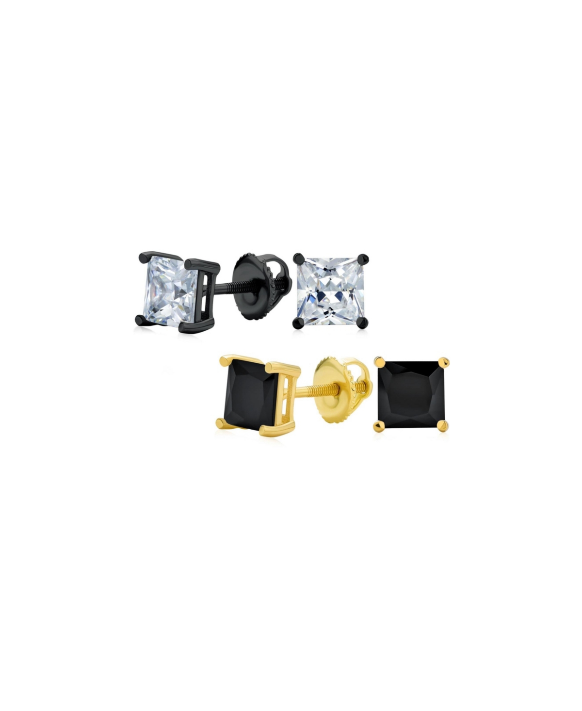 Click here for Bling Jewelry Set of 2 Square Cz Stud Earrings Sil... prices