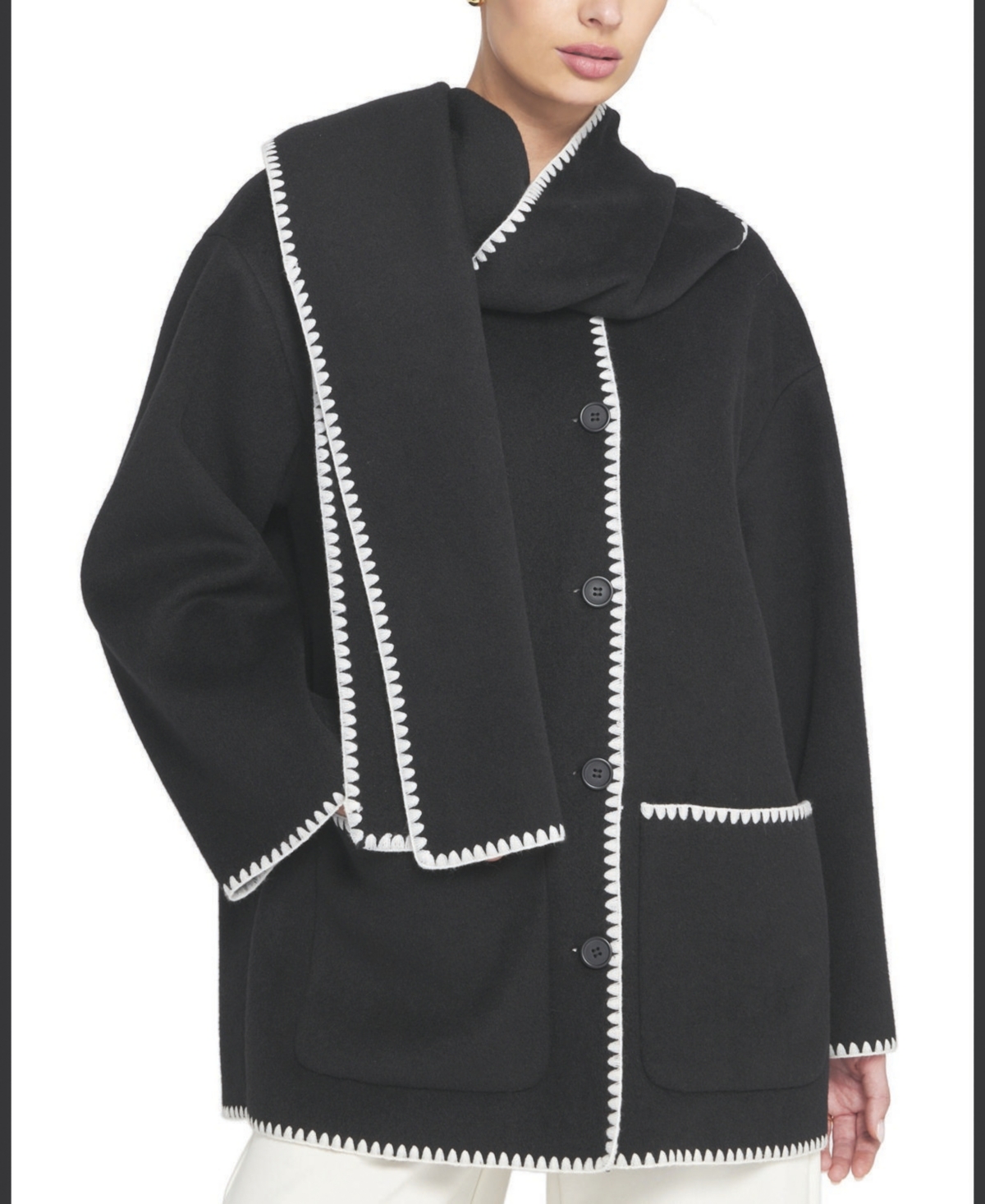 Click here for Elle Collection Womens Coat With Detachable Scarf... prices