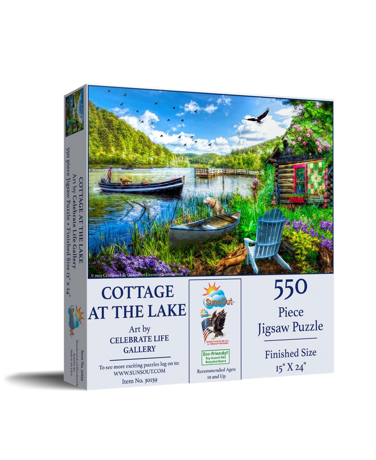Click here for SunsOut Cottage at the Lake 550 piece Jigsaw Puzzl... prices
