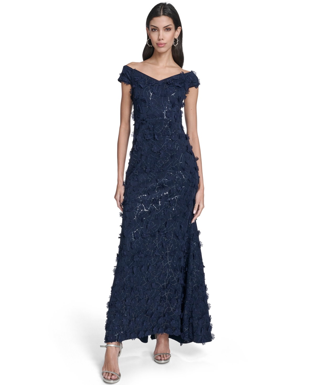 Click here for Eliza J Womens Off-The-Shoulder Maxi Gown - Navy prices