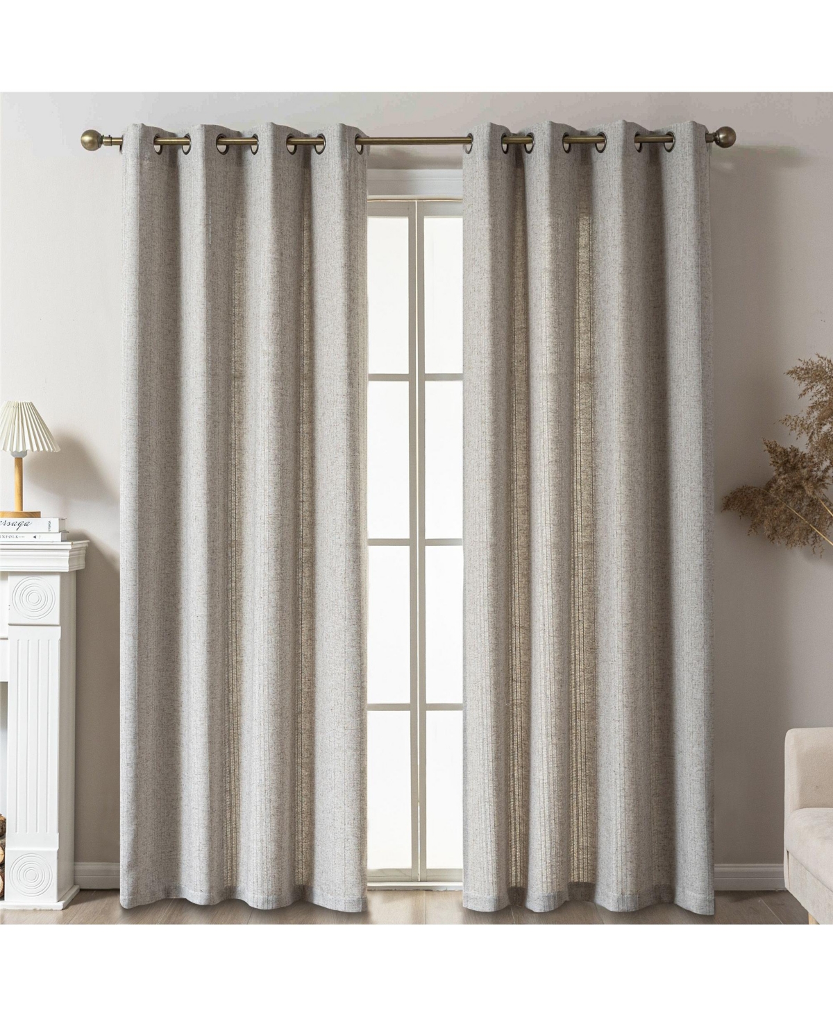 Click here for Awesome Home Linen Blend Solid Striped Room Darken... prices