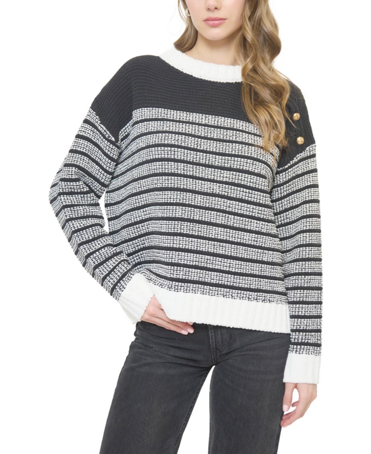 Click here for Central Park West Womens Tasha Chenille Crew - Bla... prices