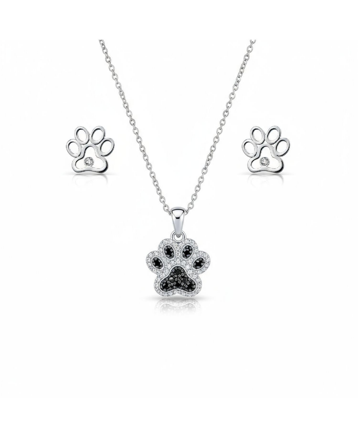 Click here for Bling Jewelry Bff Pet Paw Black White Cz Pendant N... prices