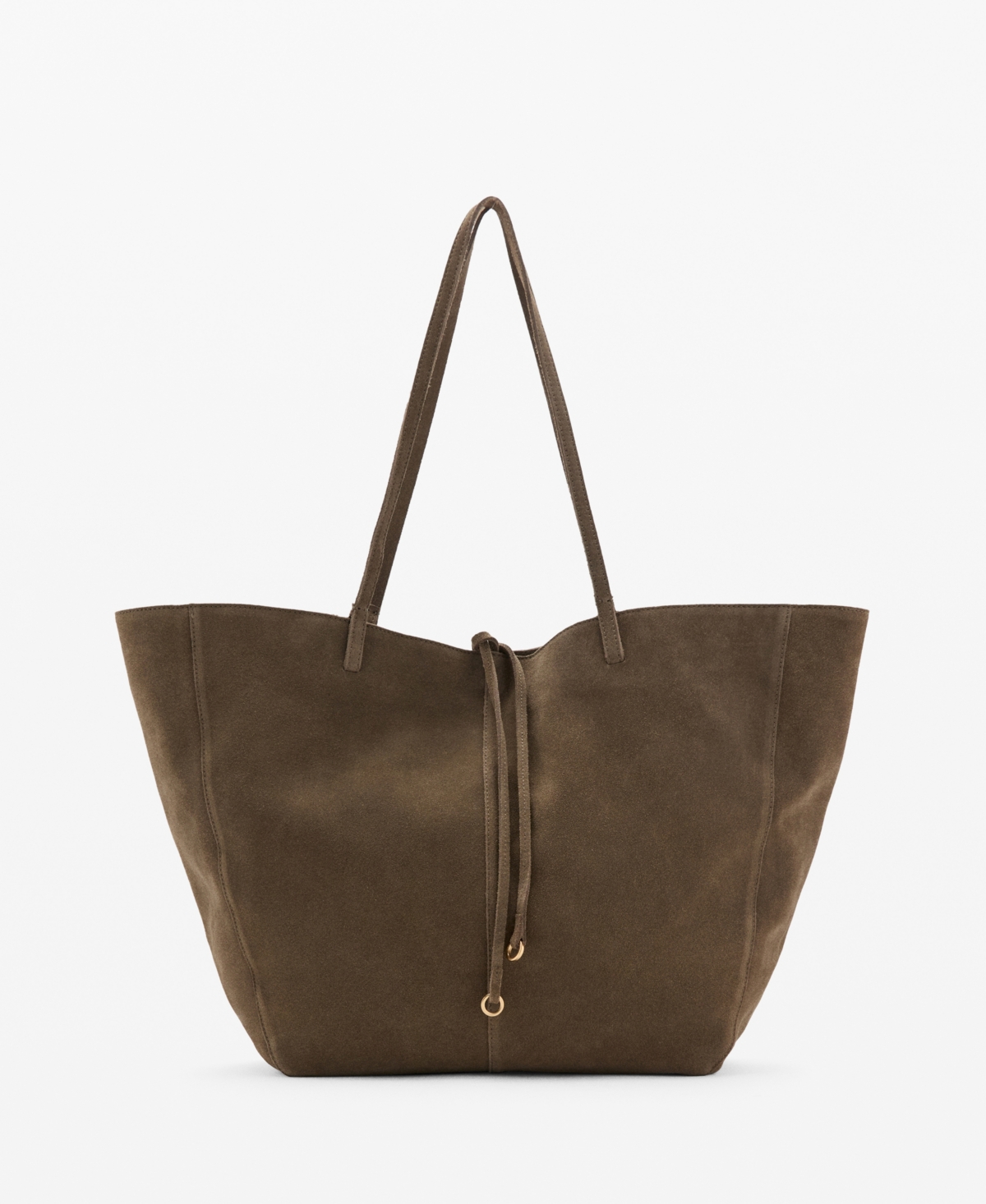 Click here for Mango Womens Suede Leather Shopper Bag - Khaki prices