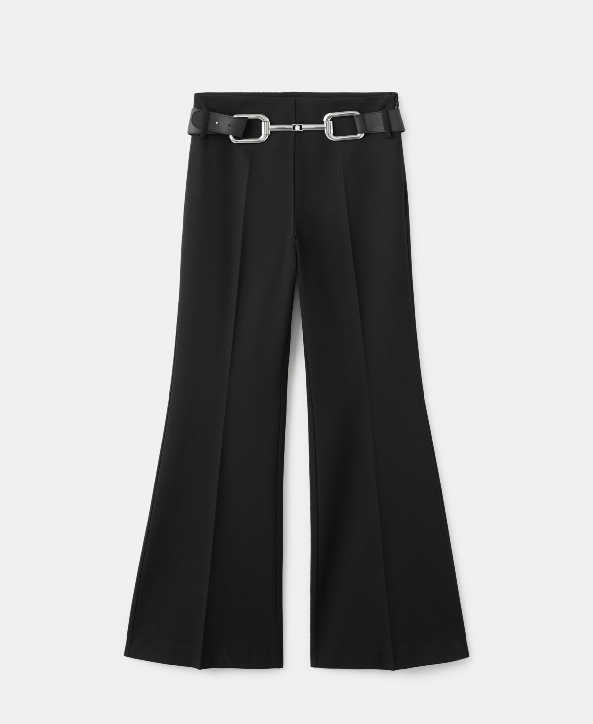 Click here for Mango Womens Belt Flared Pants - Black prices