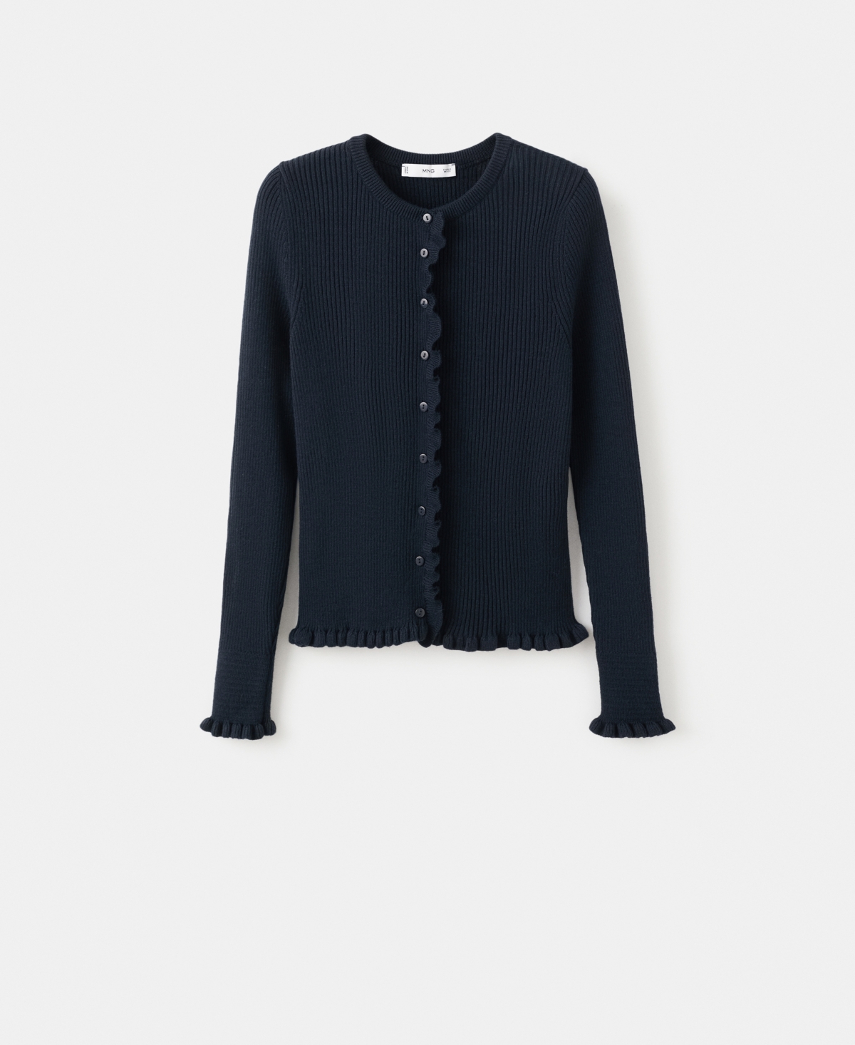 Click here for Mango Womens Scalloped Edges Cardigan - Navy prices