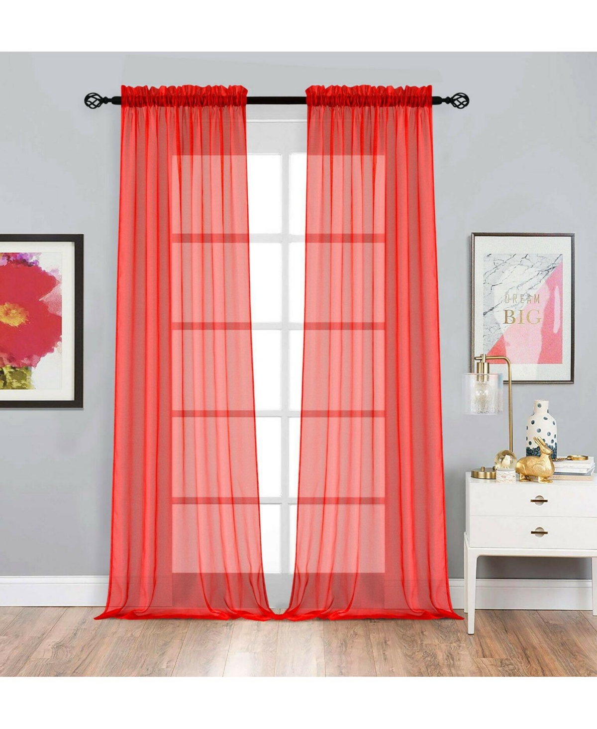 Click here for Kate Aurora Designer Sheer Voile Rod Pocket Curtai... prices