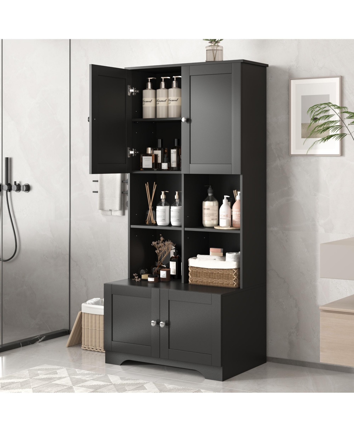 Click here for Lovmor Adjustable Shelf Bathroom Cabinet with Open... prices