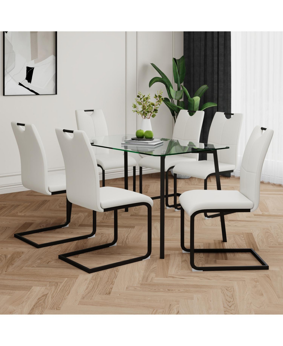 Click here for Streamdale Furniture Modern Glass Table & White Ch... prices