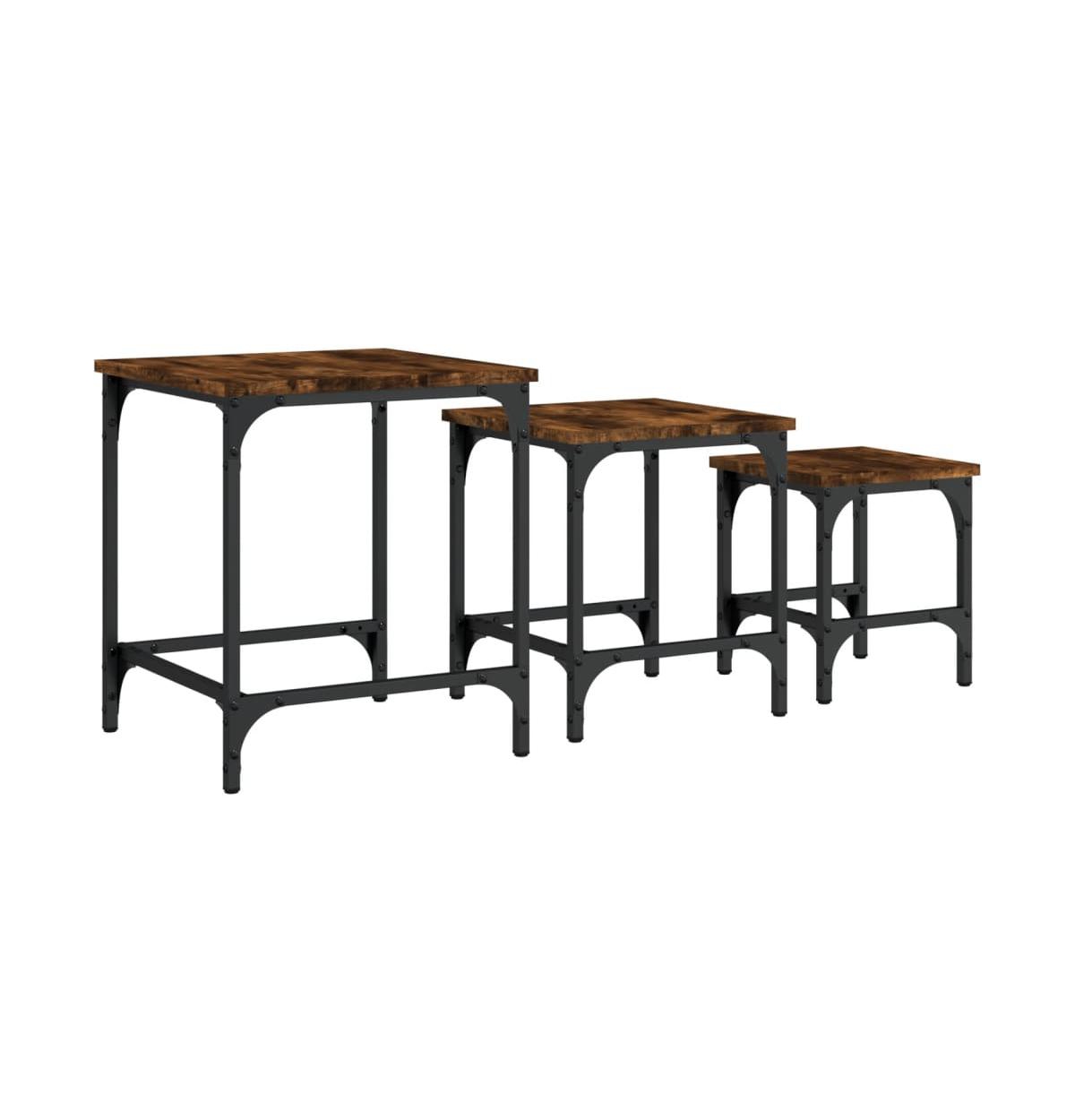 Click here for vidaXL Nesting Coffee Table Set of 3 Smoked oak En... prices