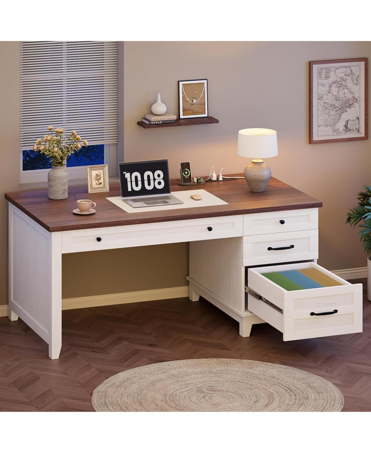 Click here for gaomon 53.5" Farmhouse Executive Desk with Fi... prices