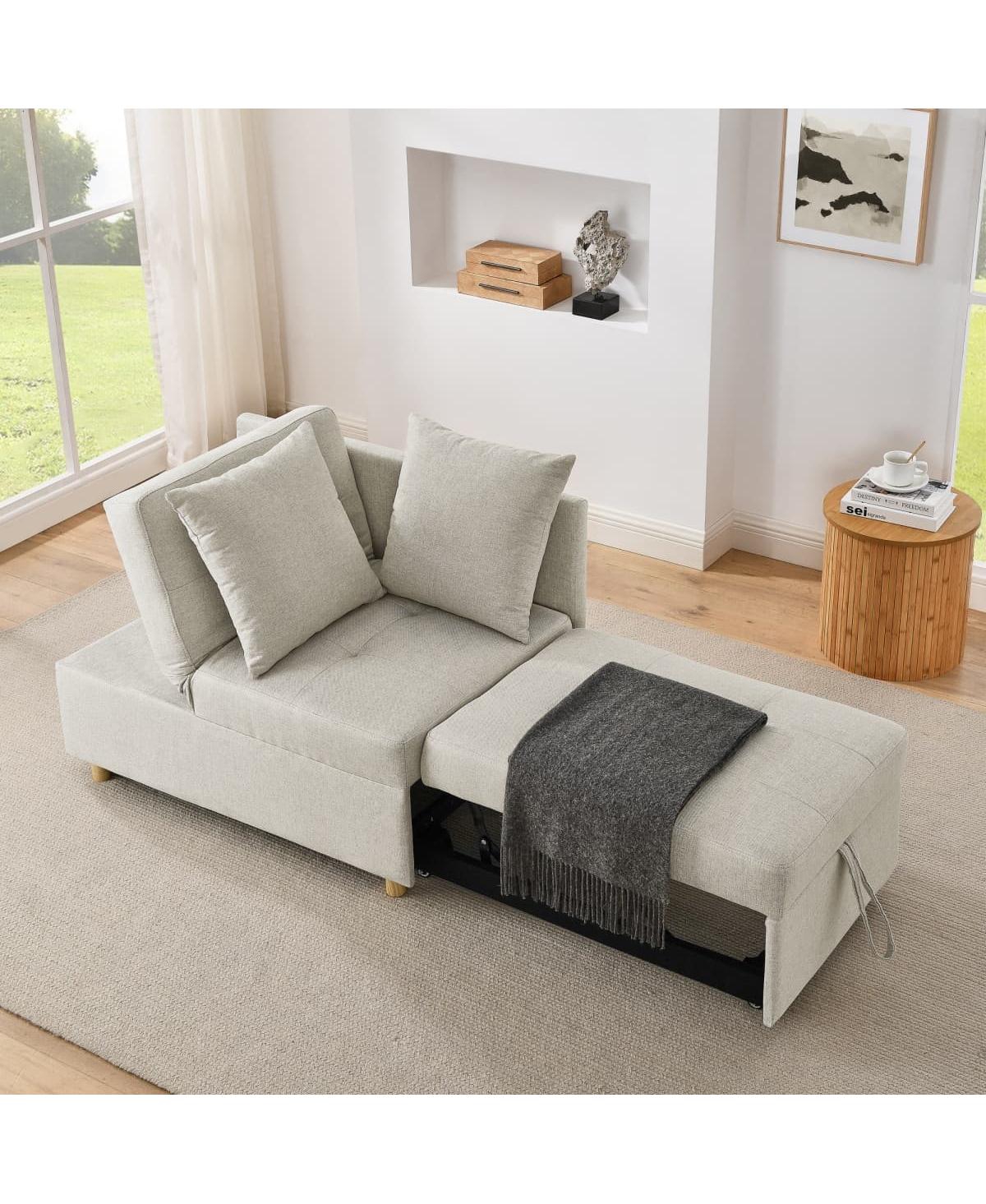 Click here for Modern Pull-Out Sleeper Chair Bed with Linen Fabri... prices