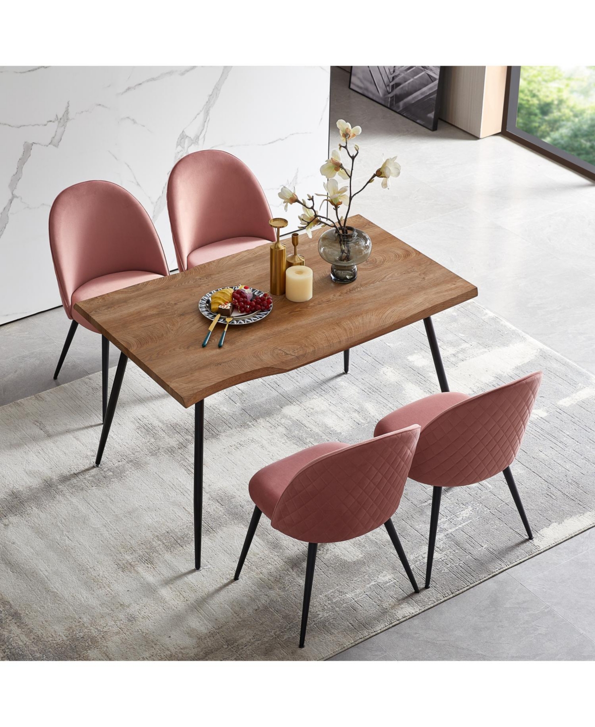 Click here for Streamdale Furniture Dining Chair  Pink Velvet  Me... prices