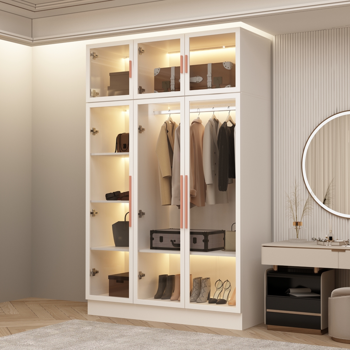 Click here for Homsee 47 Inch W Glass Doors Armoires Metal Frame... prices