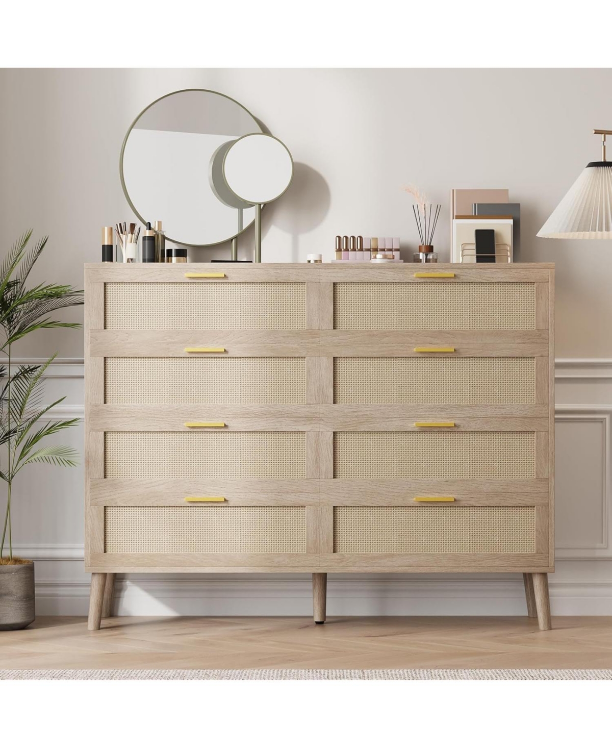 Click here for gaomon Rattan 8-Drawer Double Dresser  Modern Wood... prices