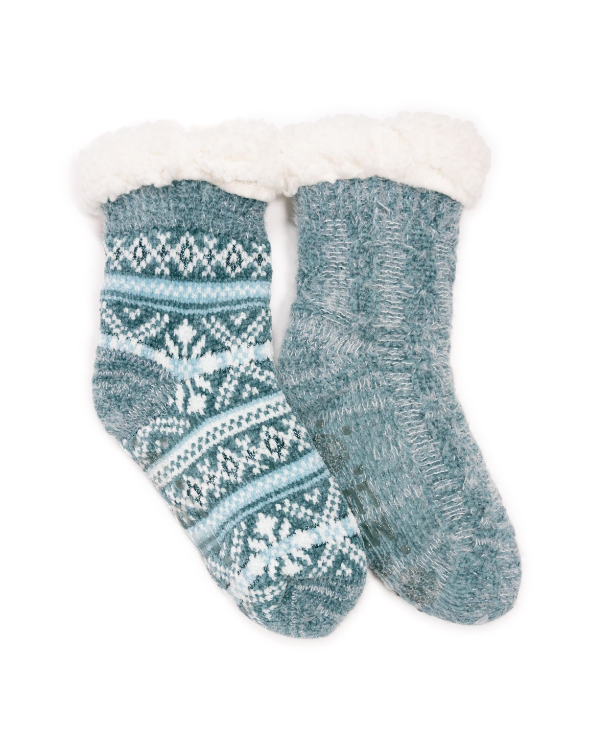 Click here for Muk Luks Womens 2 Pack Chenille Cabin Sock - Teal prices