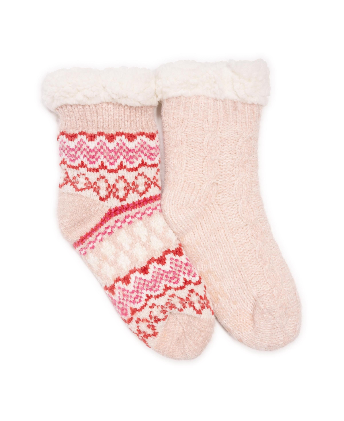 Click here for Muk Luks Womens 2 Pack Chenille Cabin Sock - Pink prices