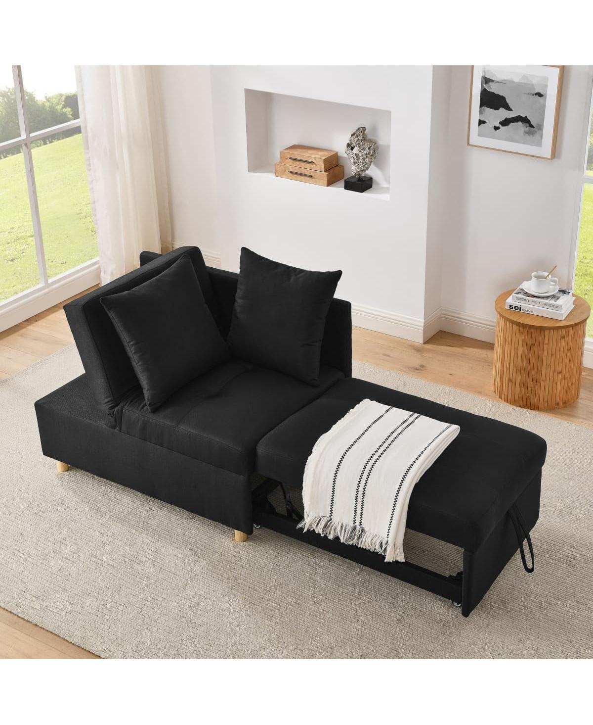 Click here for Modern Pull-Out Sleeper Chair Bed with Linen Fabri... prices