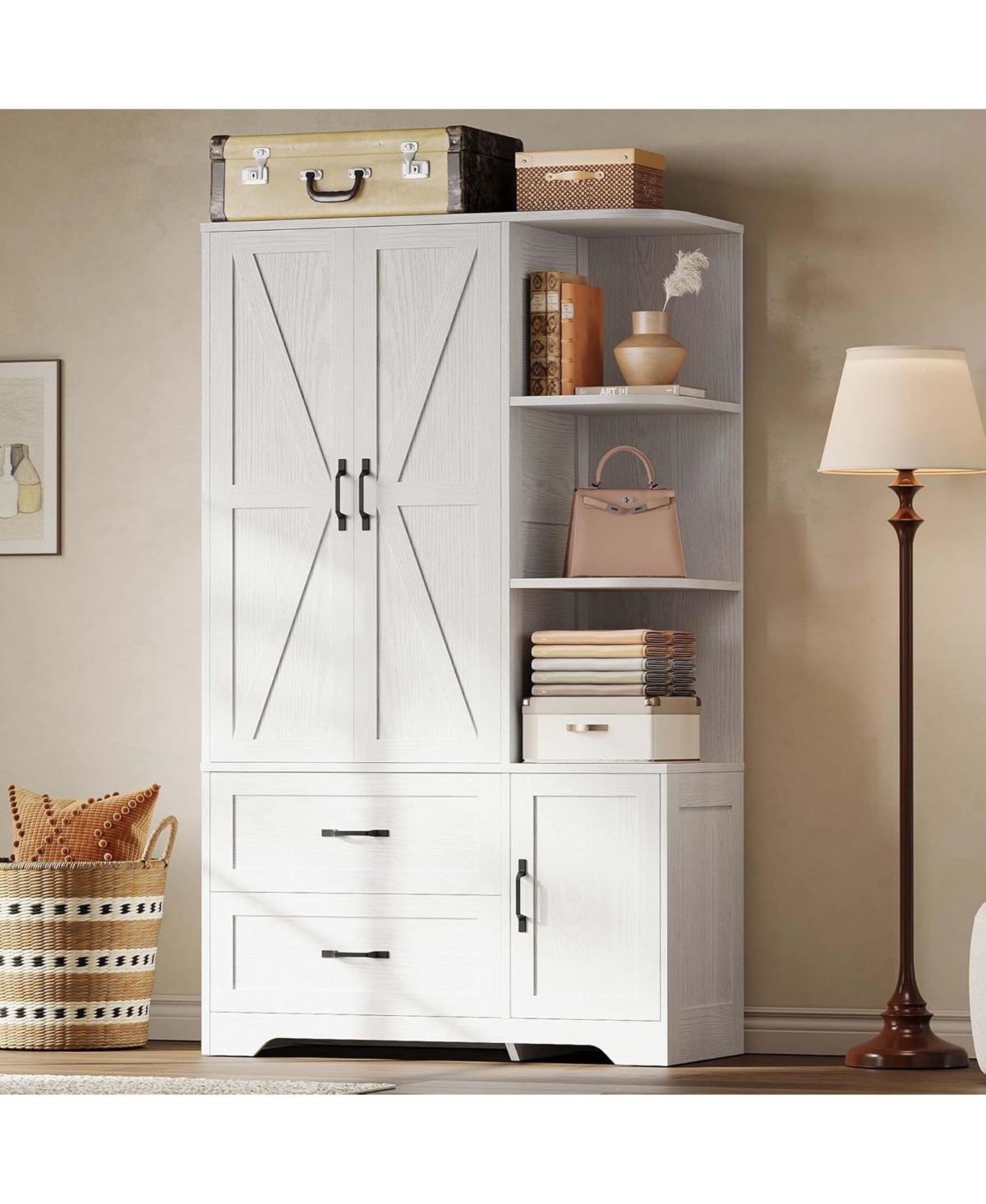 Click here for Likimio White Armoire Wardrobe Closet 70 H with 3... prices