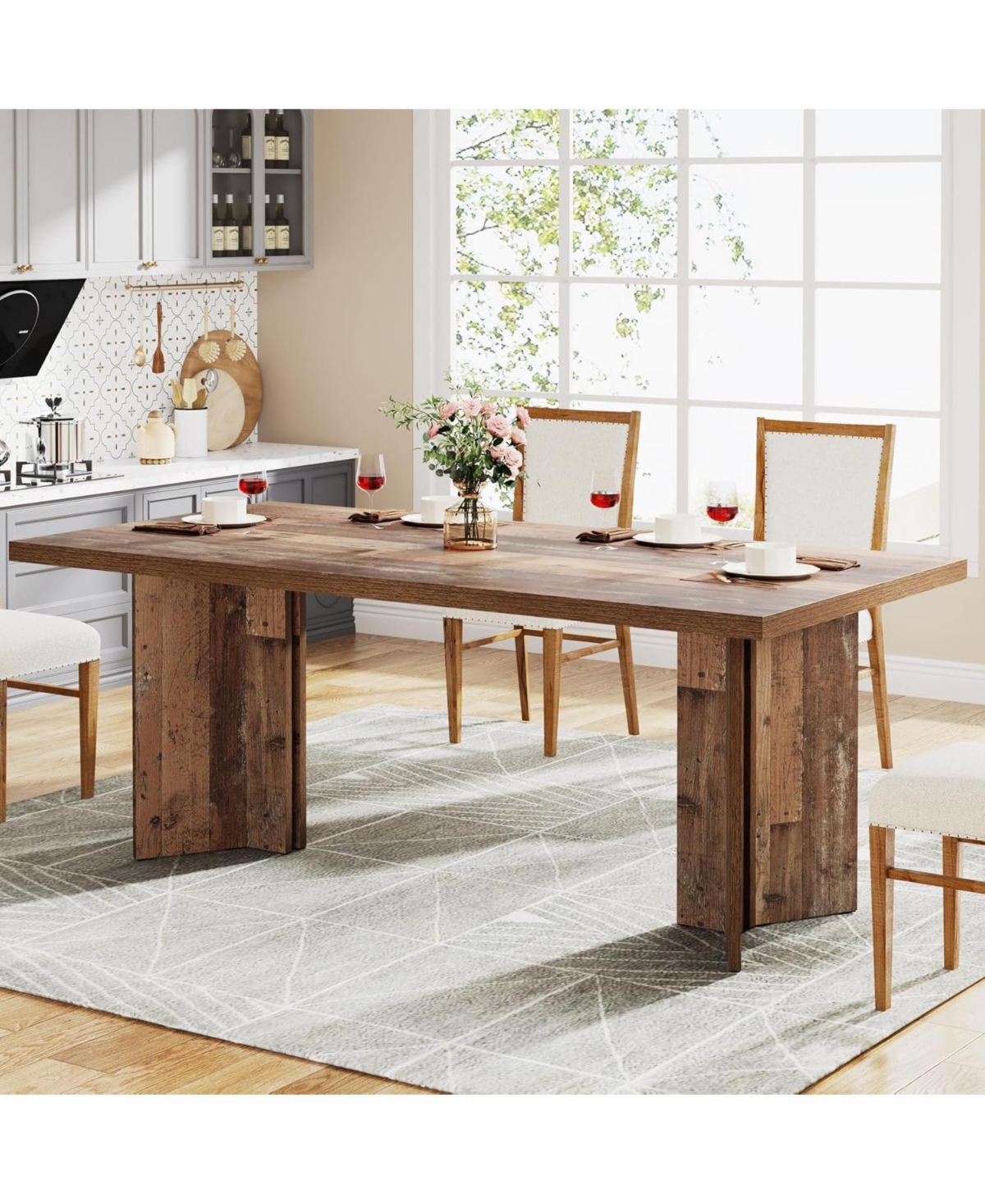 Click here for Tribesigns 63-inch Dining Table for 4-6  Farmhouse... prices