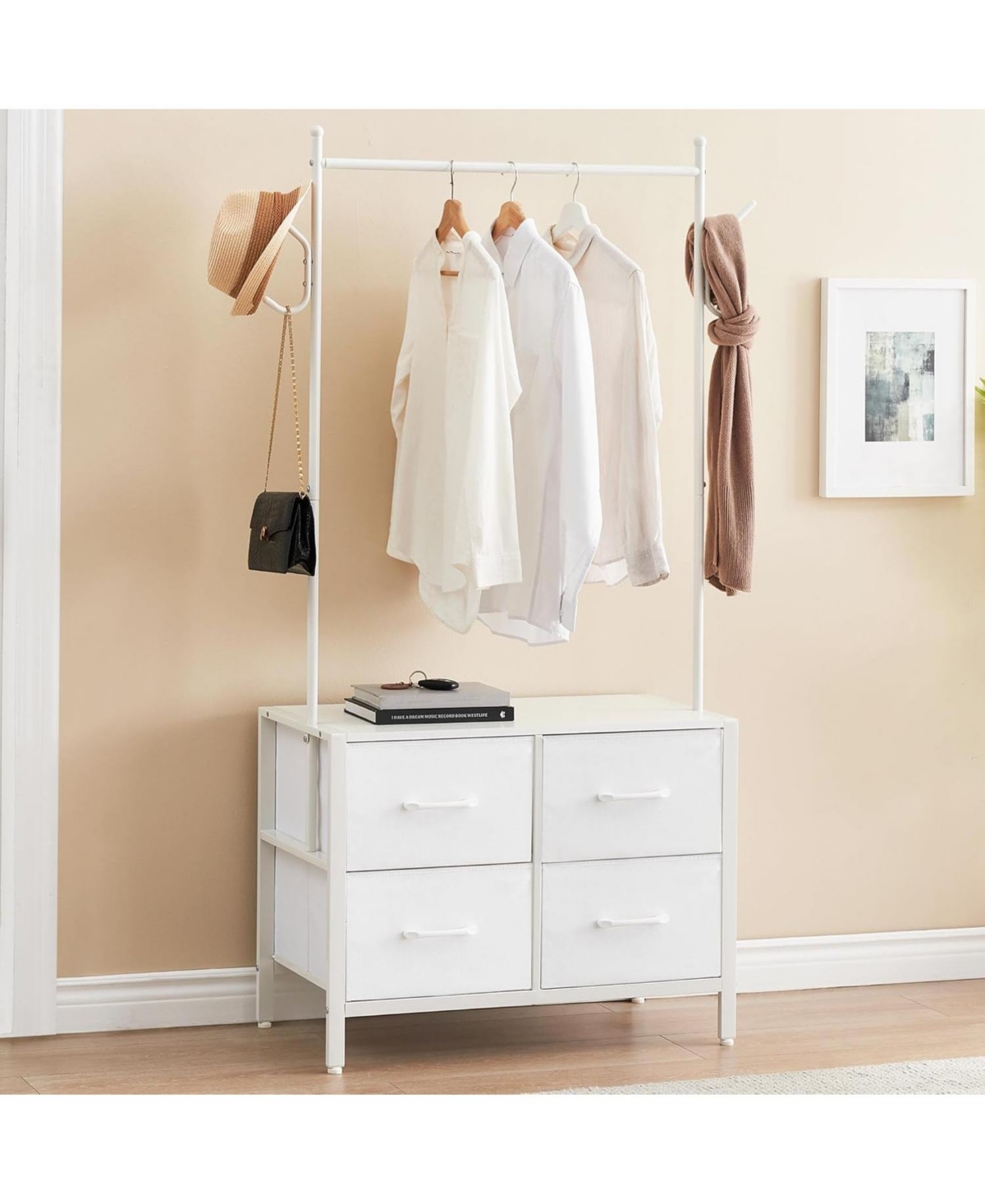 Click here for Gaomon Clothes Rack  White  4-Drawer  Metal & Wood... prices