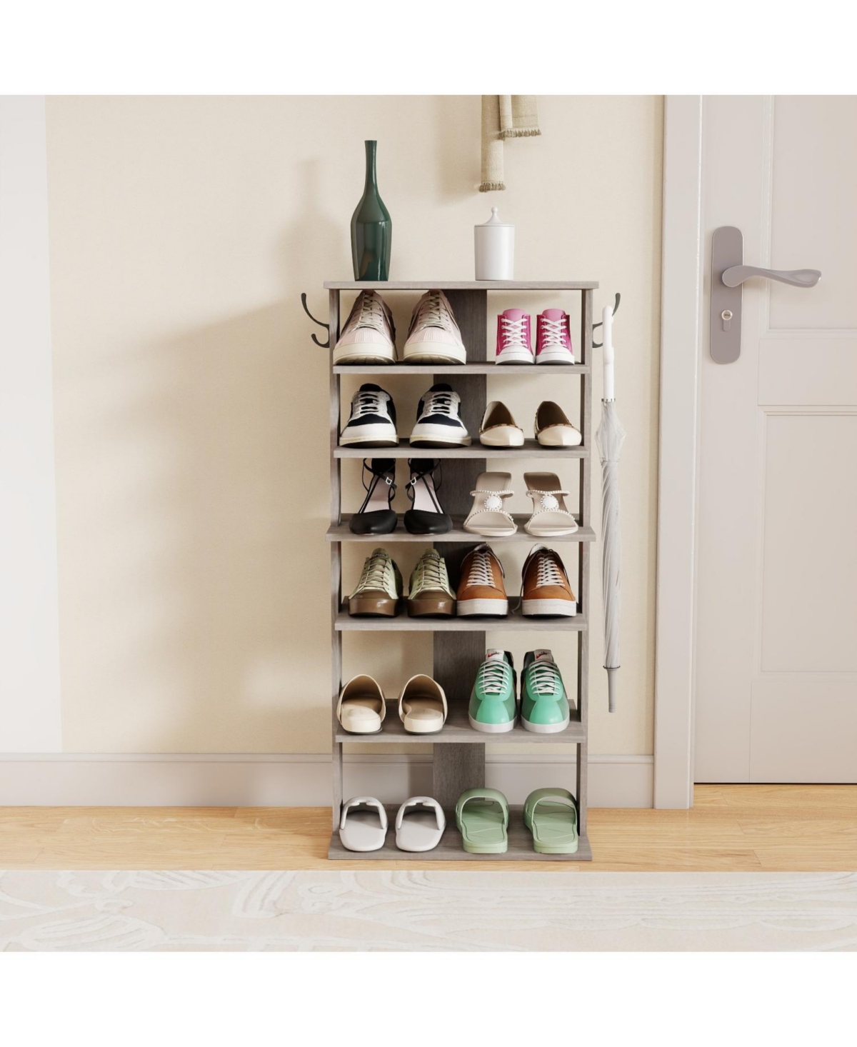 Click here for Streamdale 7-Tier Shoe Rack Organizer with Hooks... prices