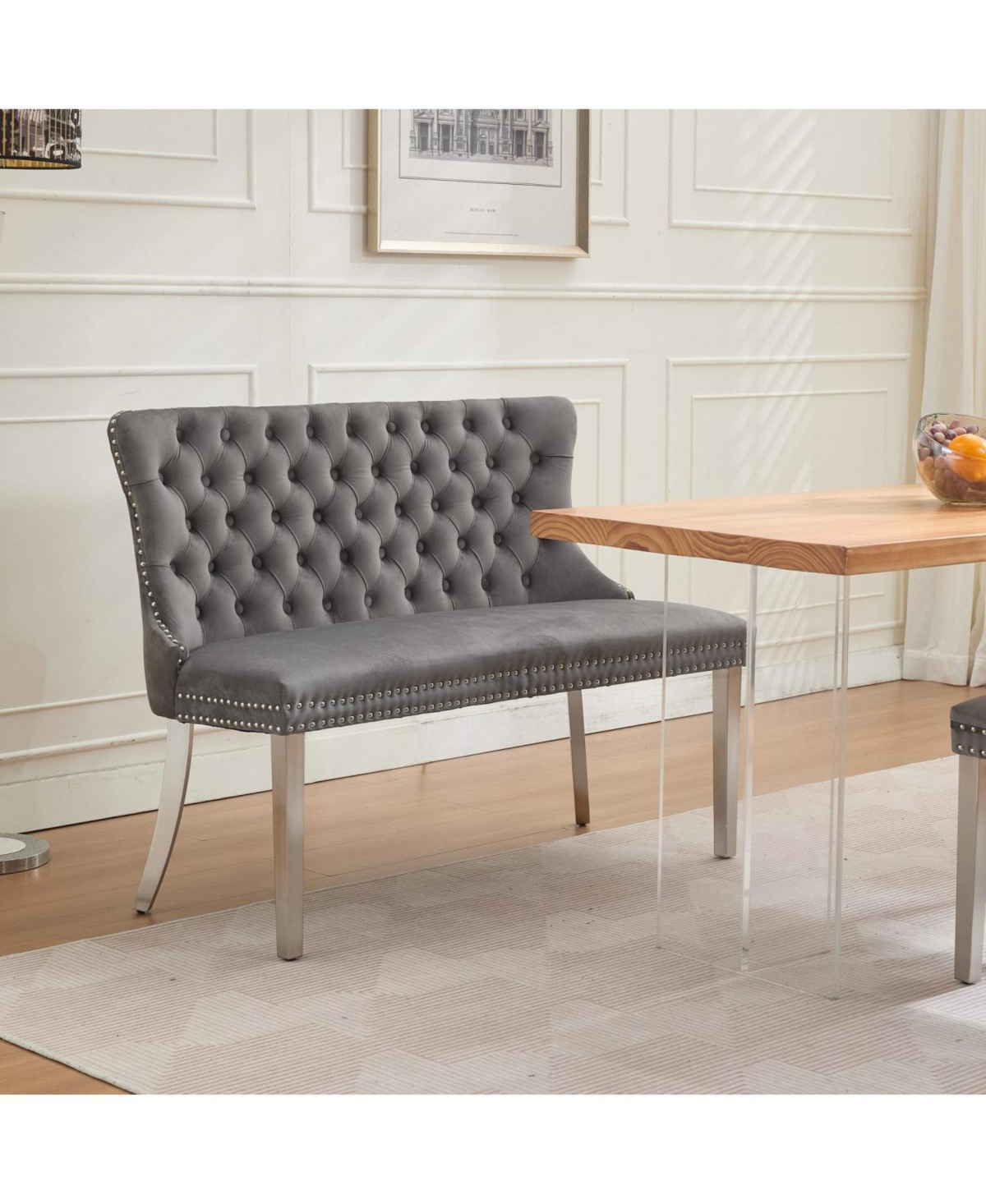 Click here for Streamdale Furniture Velvet Tufted Dining Bench  W... prices