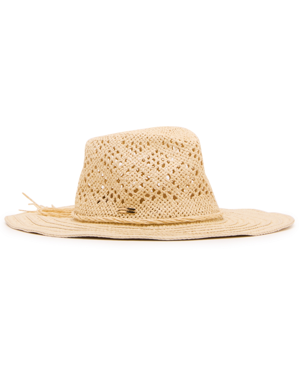 Click here for Steve Madden Mixed Pattern Western Panama Hat - Na... prices