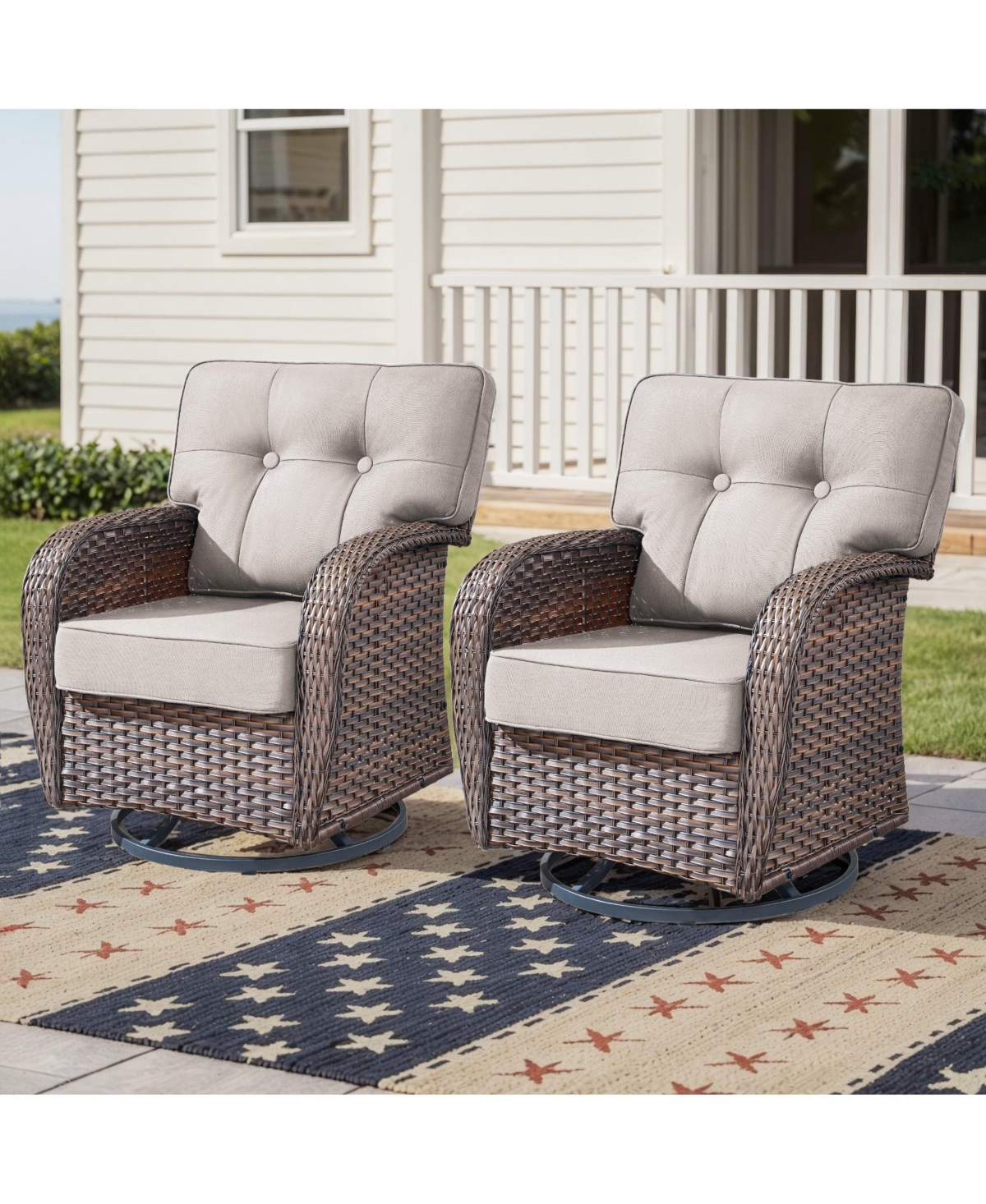 Click here for Gymojoy T-Frame Brown Wicker Outdoor Swivel Glider... prices