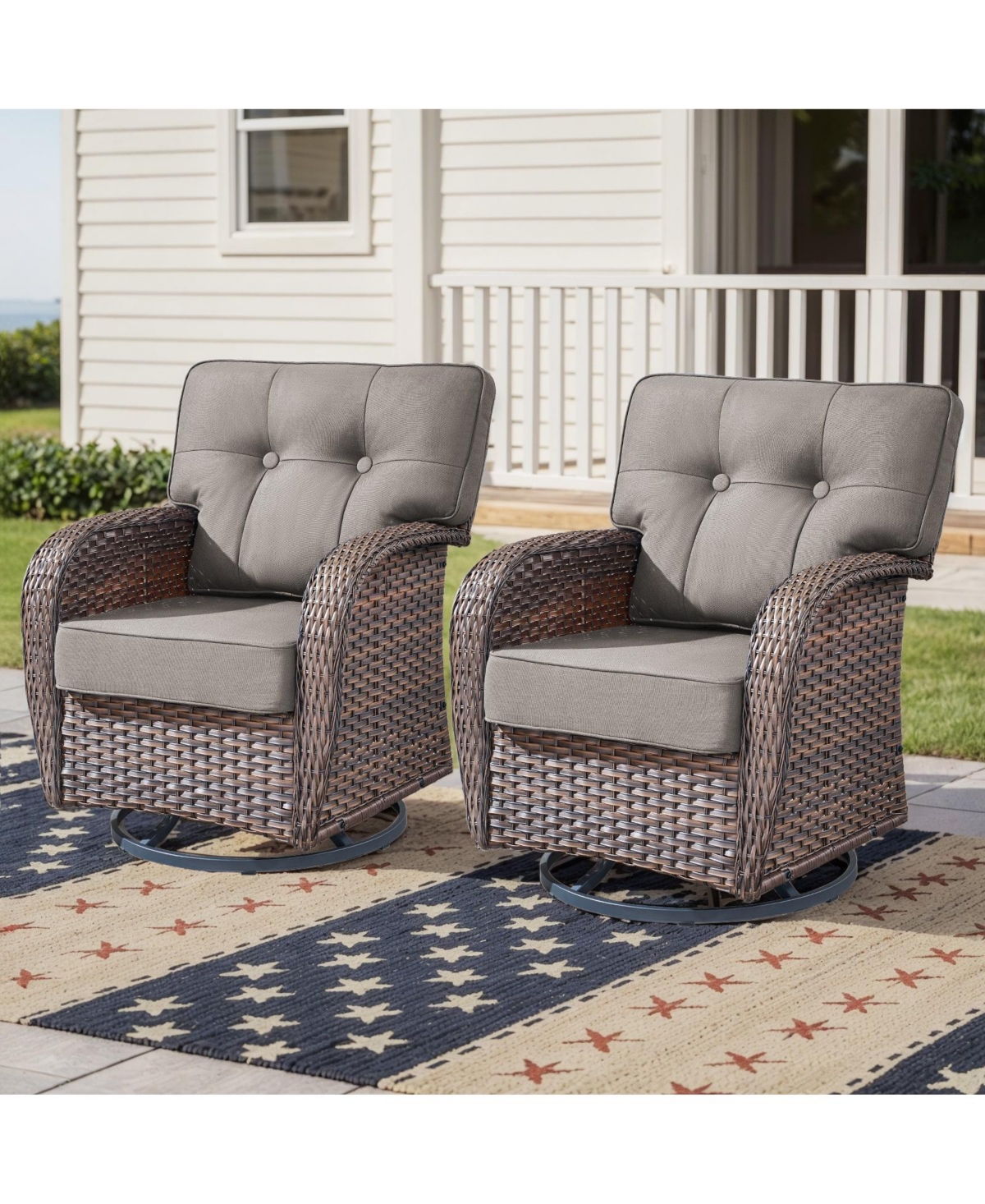 Click here for Gymojoy T-Frame Brown Wicker Outdoor Swivel Glider... prices