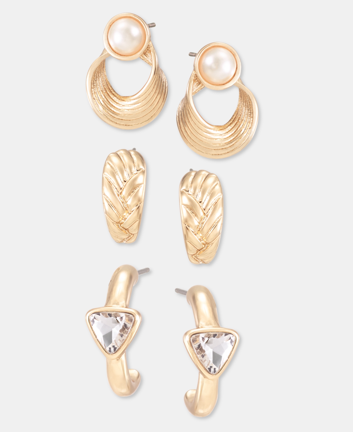 Click here for Anne Klein 3-Pc. Set Crystal & Imitation Pearl Ear... prices