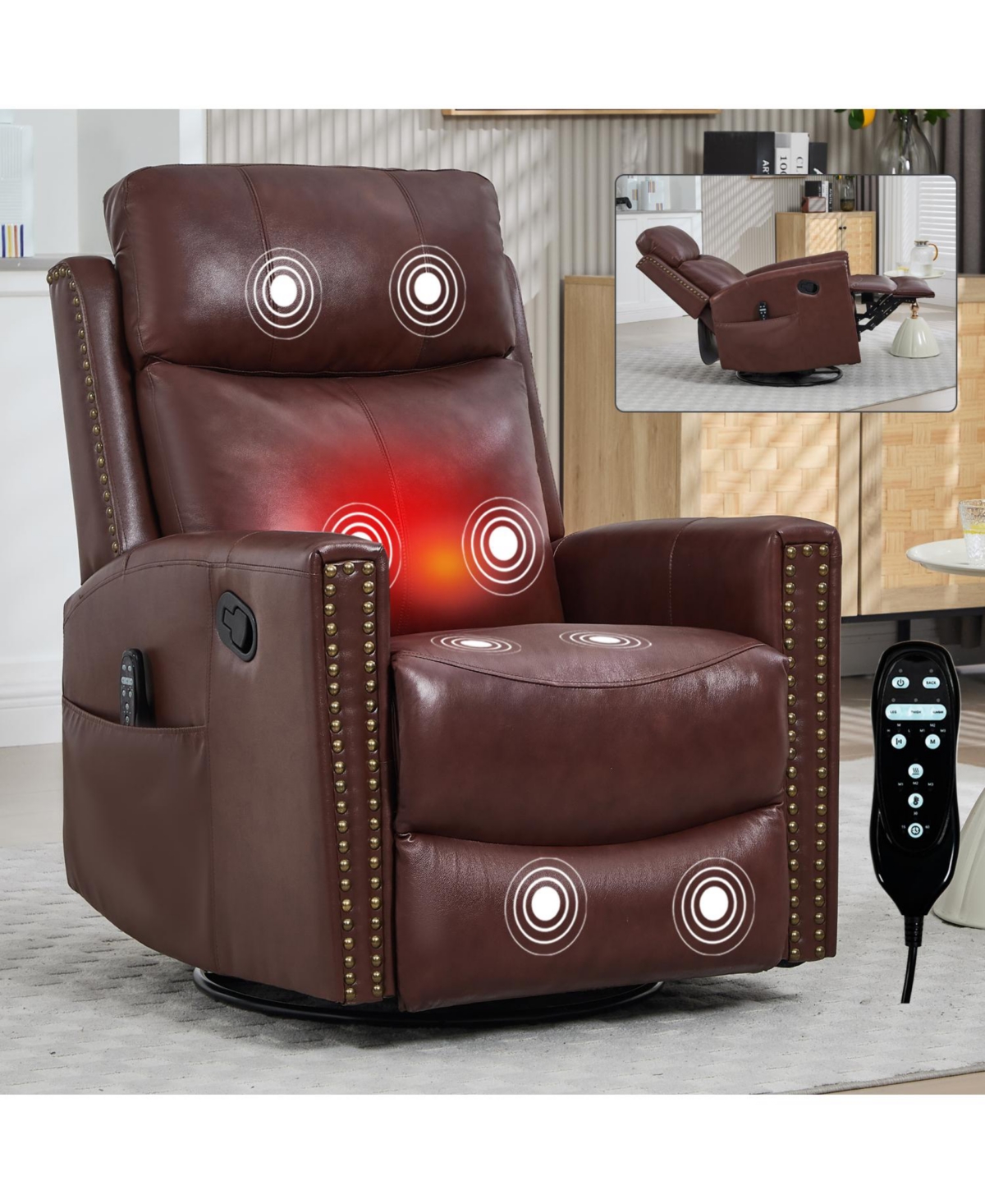 Click here for Streamdale Furniture Wine Red Leather Heat Massage... prices