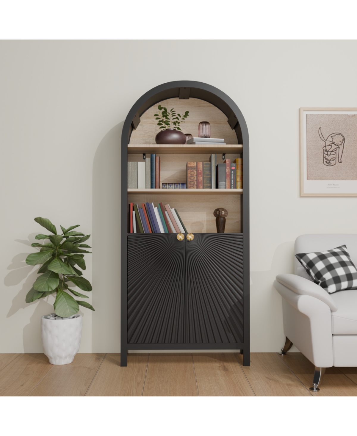 Click here for Streamdale 61" Arched Bookcase with Door - Bl... prices