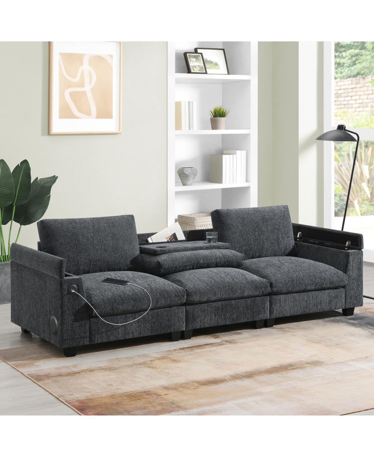 Click here for Streamdale Chenille Sectional Sofa with Drop Down... prices