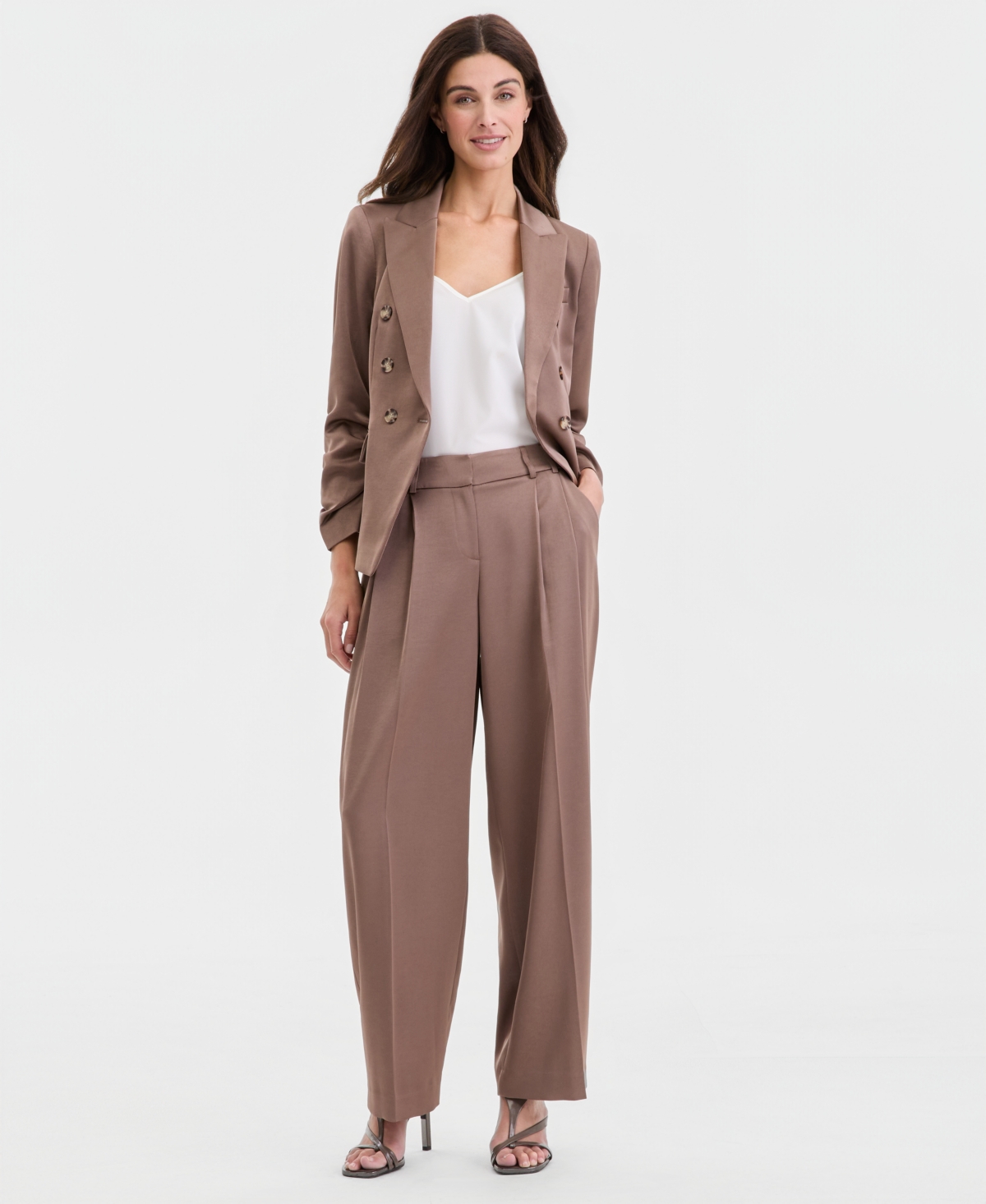 Click here for Tahari Asl Womens Satin Pleat-Front Wide-Leg Pants... prices