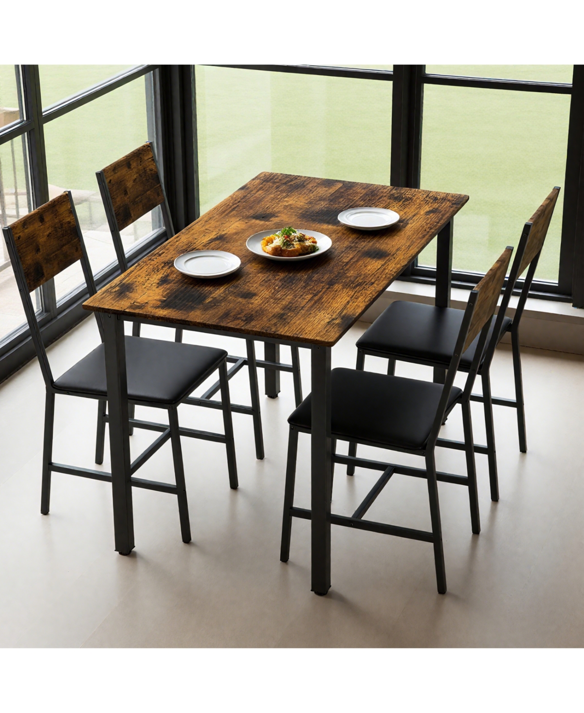 Click here for Streamdale Furniture Metal & Wood Dining Set for 4... prices