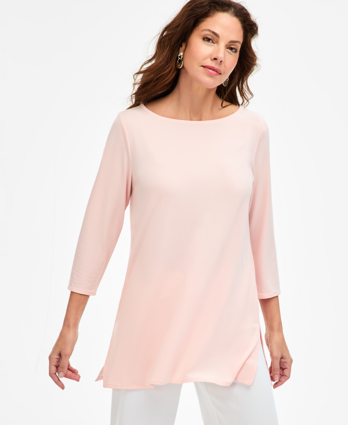 Click here for Jm Collection Womens Boat-Neck 3/4-Sleeve Top  Cre... prices