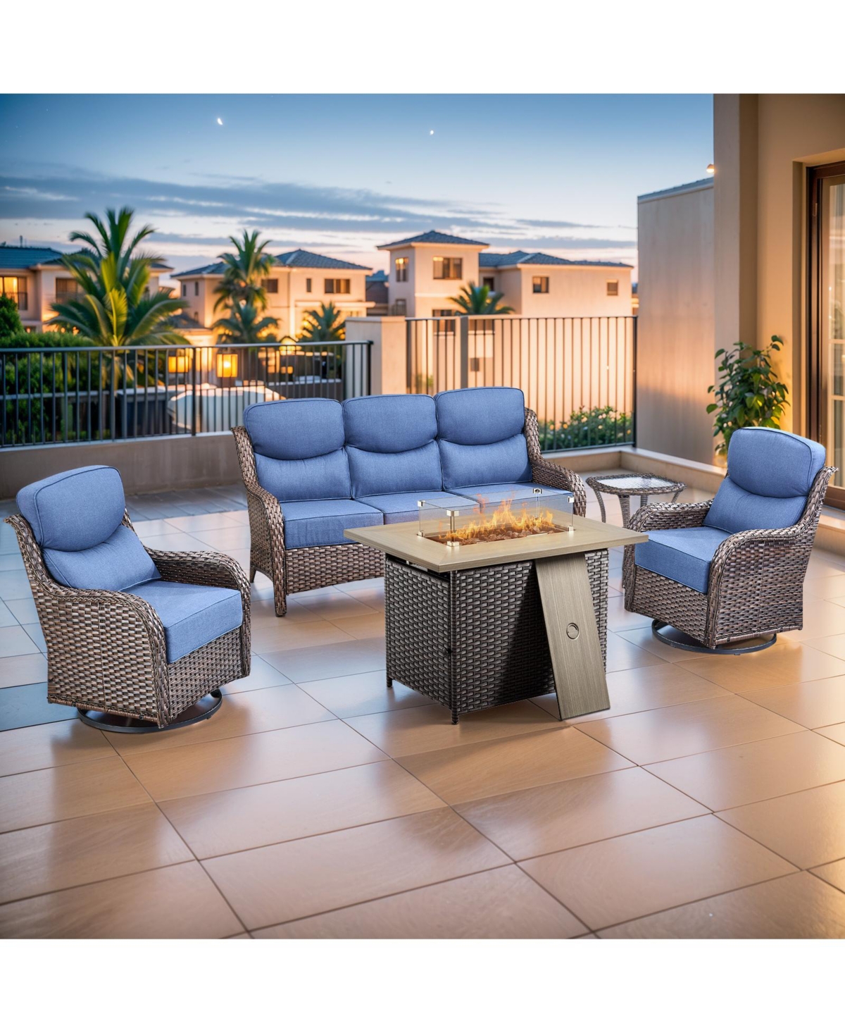 Click here for Gymojoy 5-Piece Pe Wicker Fire Pit Conversation Se... prices