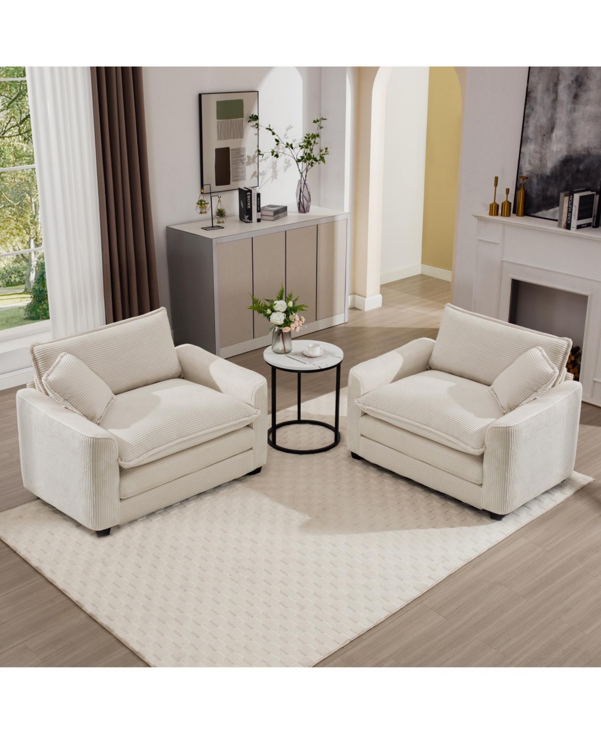 Click here for Streamdale Furniture Beige Corduroy Sofa Set with... prices